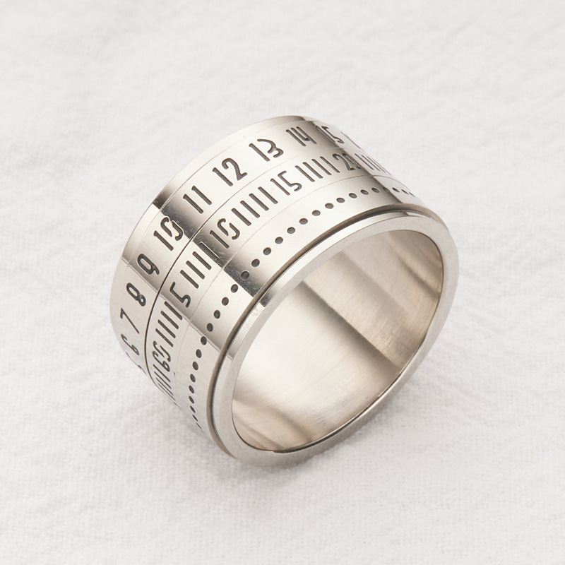 【Factory prices】Titanium Time Ring Rotating Arabic Numerals Trendy Men ...