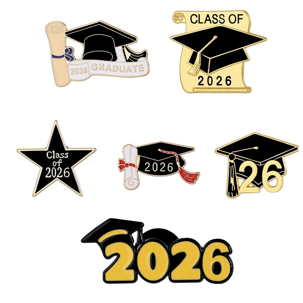 Badge Pins Class of 2026 Graduation Season Pins Black Alloy Doctorial ...