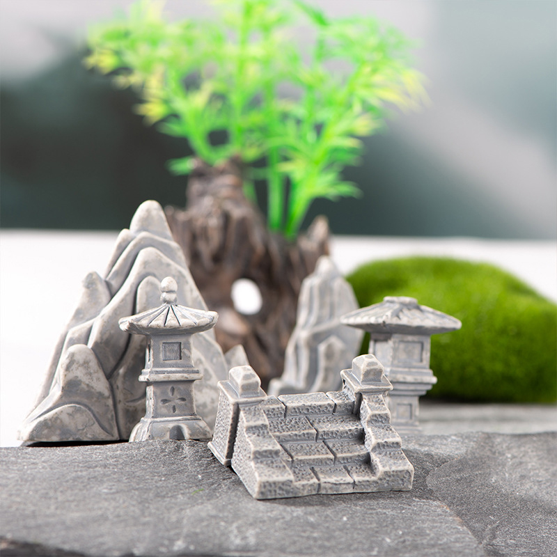 Mini Stone House Garden Micro Cottage Landscape Ornament DIY Resin ...