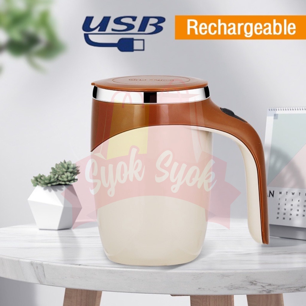 SyokSyok Auto Stirring Mug Rechargeable Self Stirring Mug Stainless ...