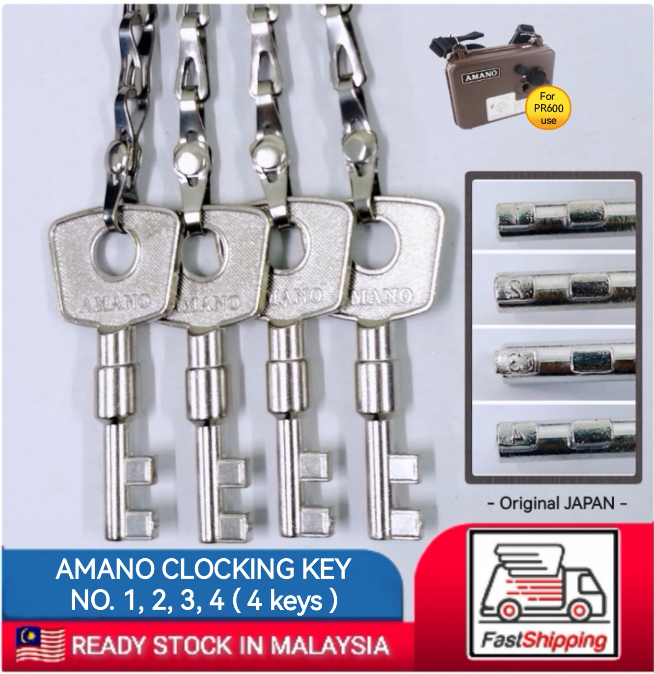 Amano Kunci Station Key No.1,2,3,4 For Watchman Clock * 4Keys | Lazada