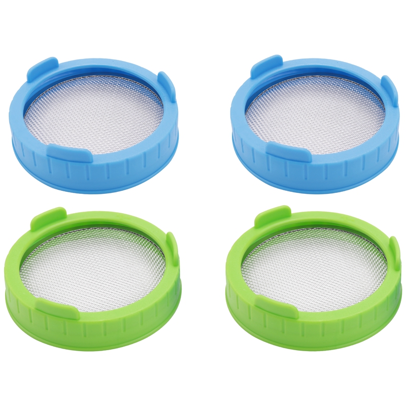 4 Pack Sprouting Lids, Plastic Sprout Lids with Stainless Steel Screen ...