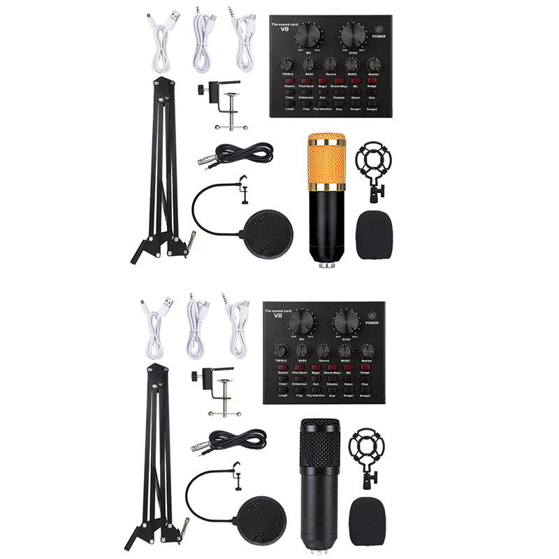 BM800 Microphone Kit with V8 Sound Card Professional Microphone Studio ...