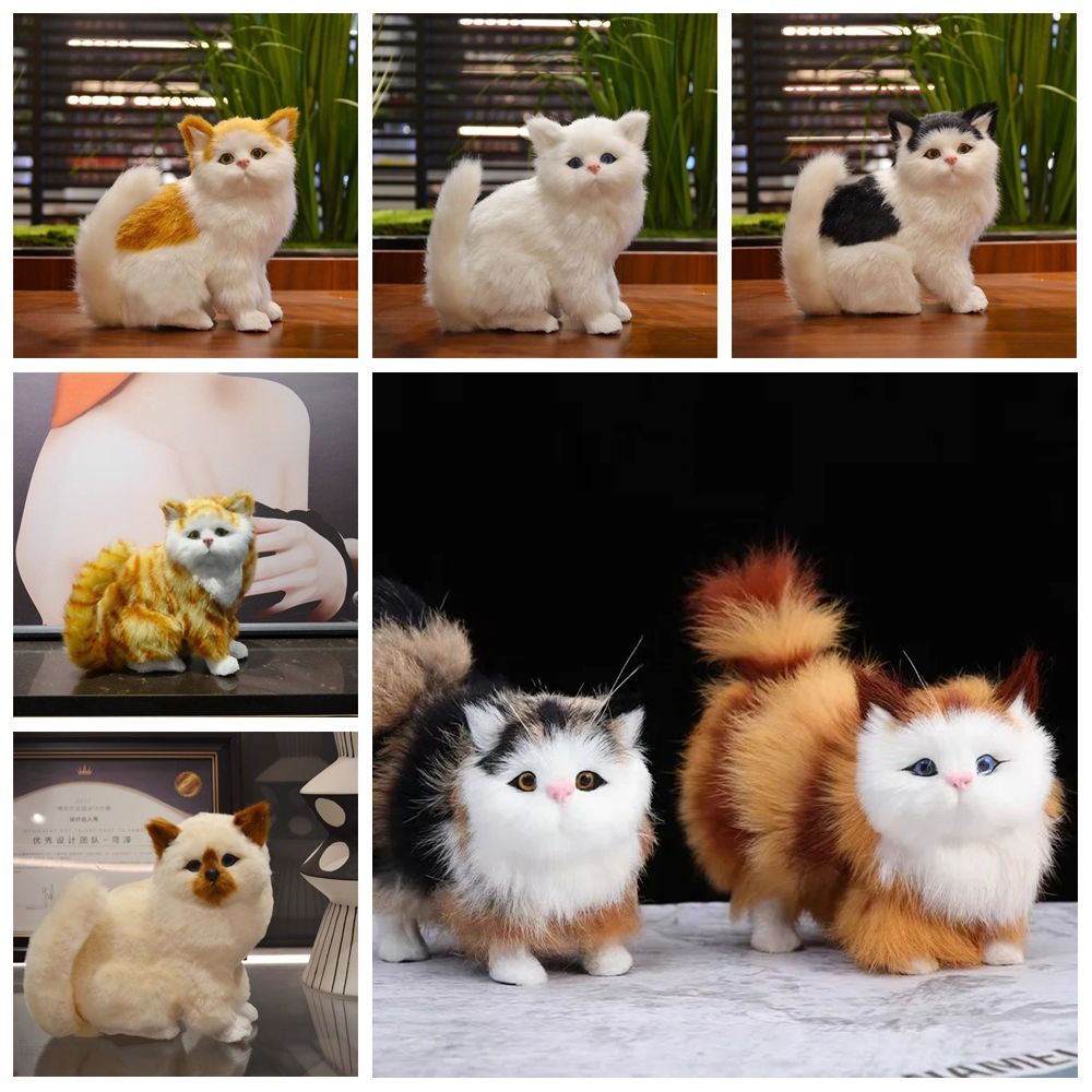 Fluffy Doll 3D Eyes Simulation Furry Hanging Cat Animal Lifelike ...
