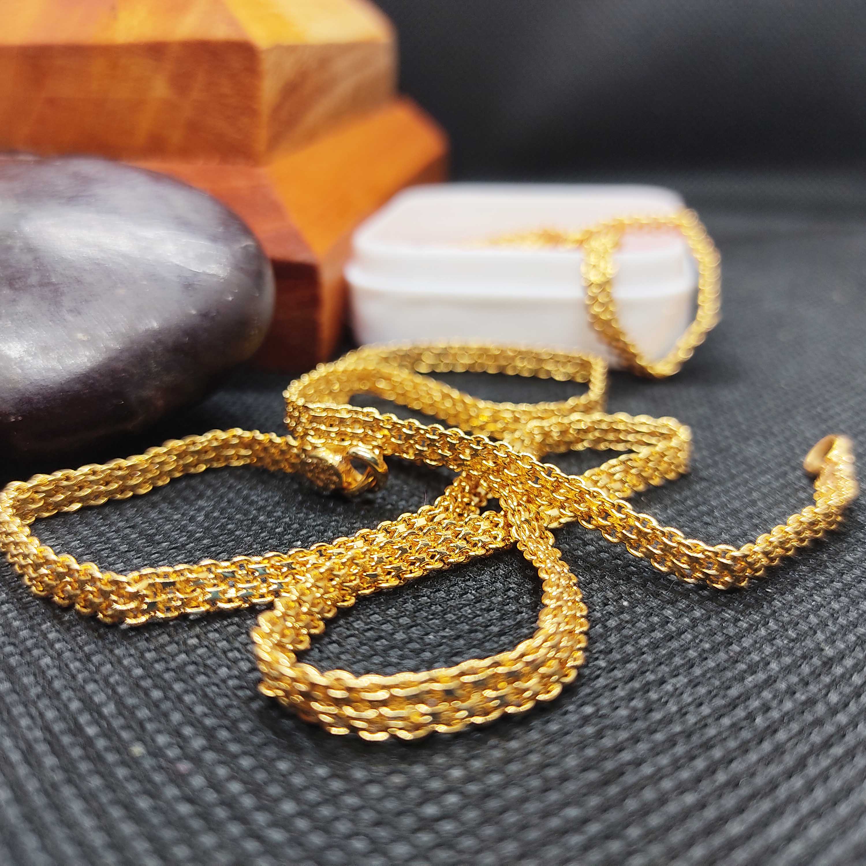 Gold Plated Unisex Chain Sunny Men Necklace Stainless Steel Solid Color ...