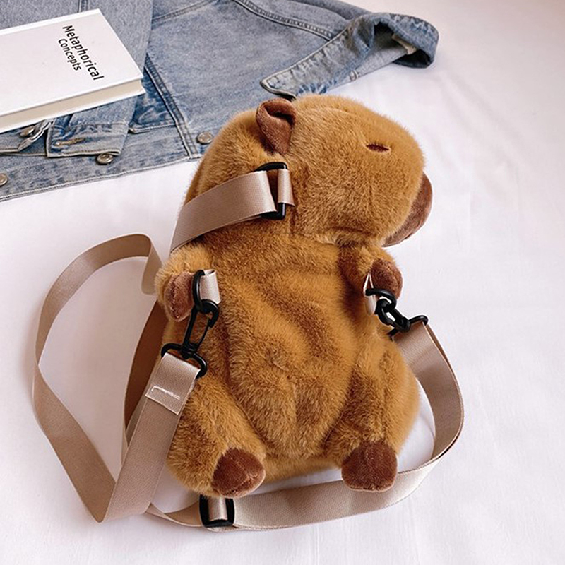 New Cute Plush Backpack Capybara Crossbody Bag Handbag Soft Capybara ...