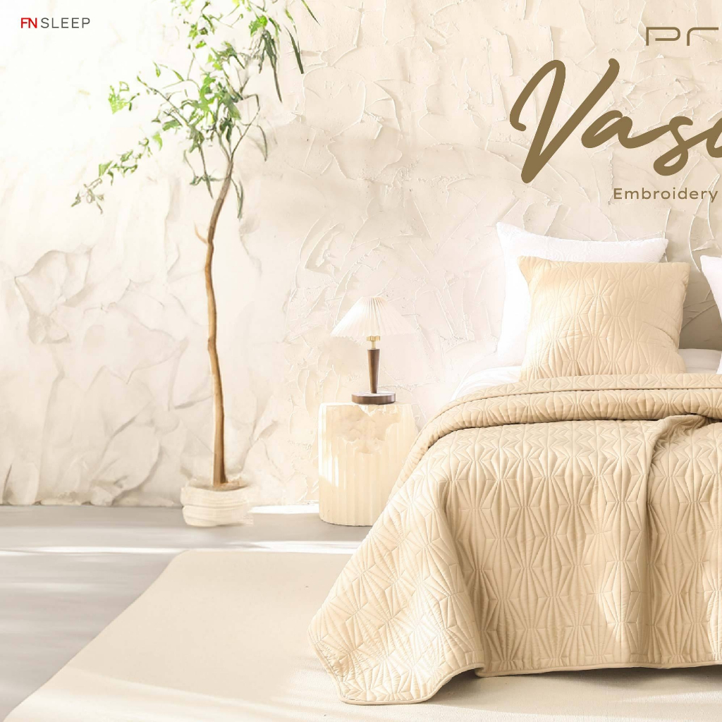 FN Prim ผ้าคลุมเตียง ปักลายไหม ผ้าคลุมเตียงกันฝุ่น รุ่น Vasine (แวร์ซา ...