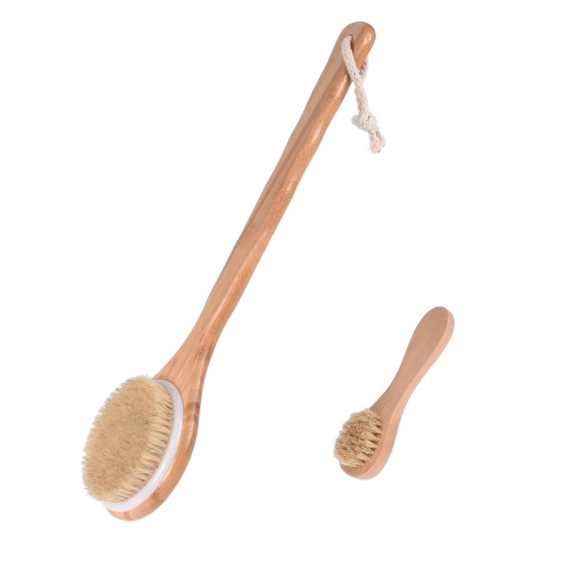 2Pcs / Set Bath Brush Natural Bristles Shower Back Scrubber Brush Dry ...