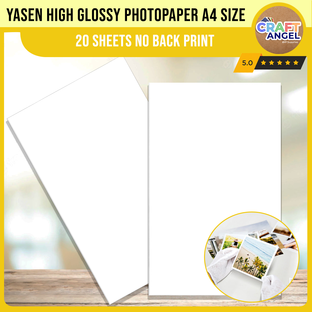 Yasen High Glossy Photopaper A4 Size 20sheets NO BACK PRINT 115GSM yasen-high-glossy-photopaper-a4-size-20sheets-no-back-print-115gsm
