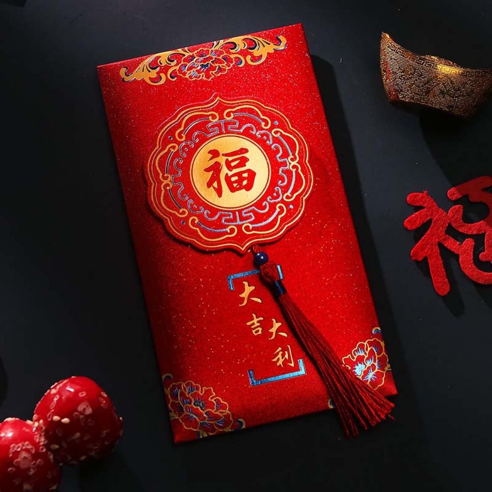 2Pcs Practical Paper Red Envelope Traditional Frosted Red Packet Bast ...