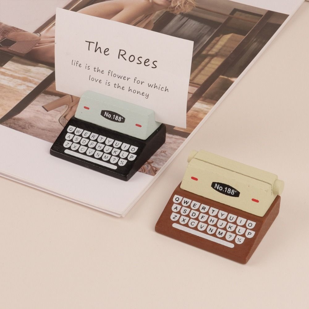 Funny Wood Table Stand Card Holder Note Clip Typewriter Shape Photo ...