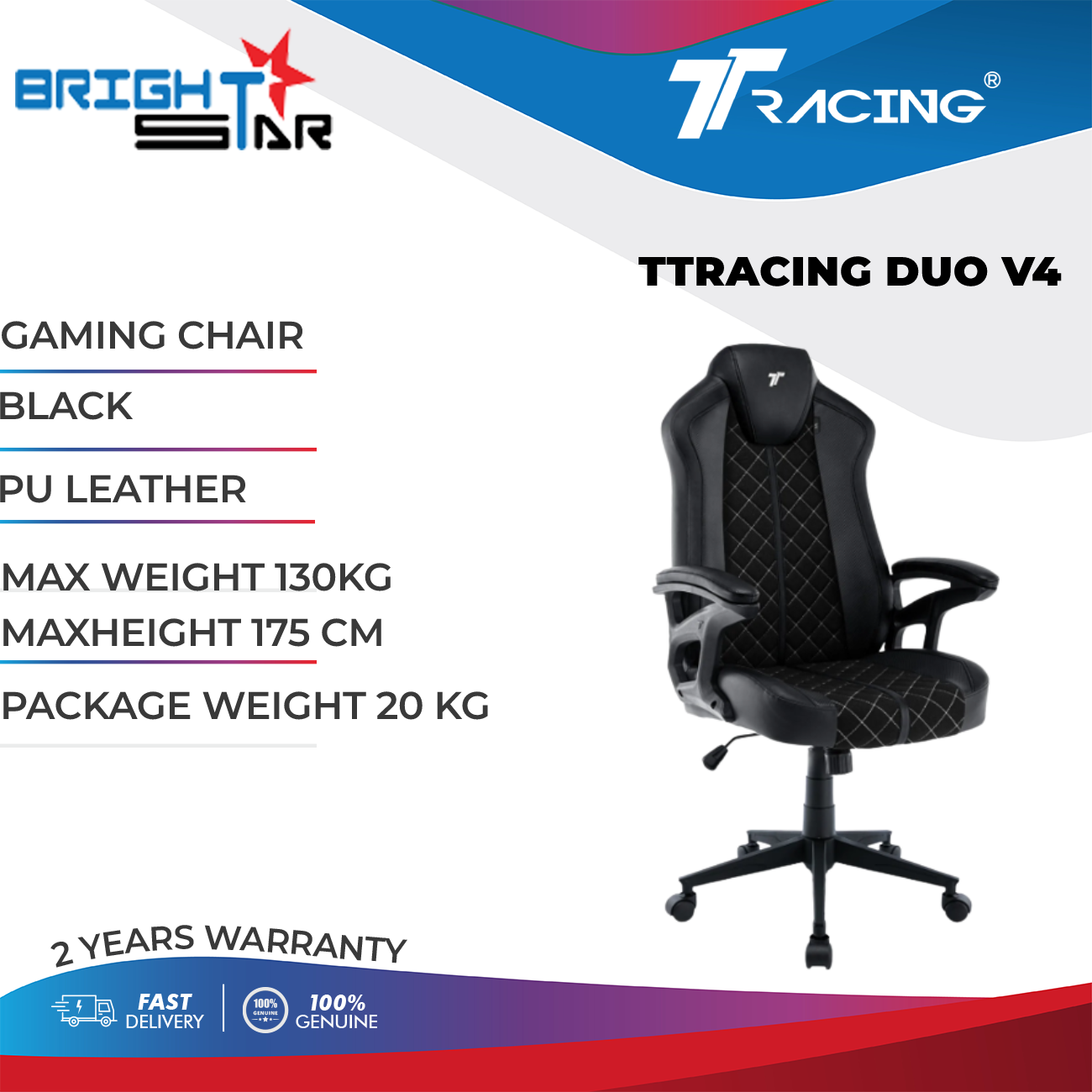 GAMING CHAIR / TTRACING DUO V4 / (BLACK,RED,GREY,STEALTH BLACK ) / PU ...