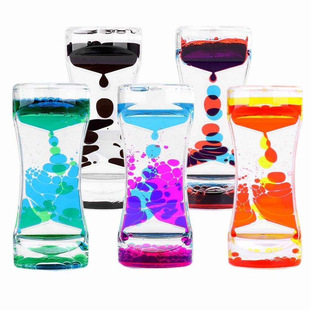 Calming Visual Double Colors Oil Hourglass Timer Acrylic Descending ...