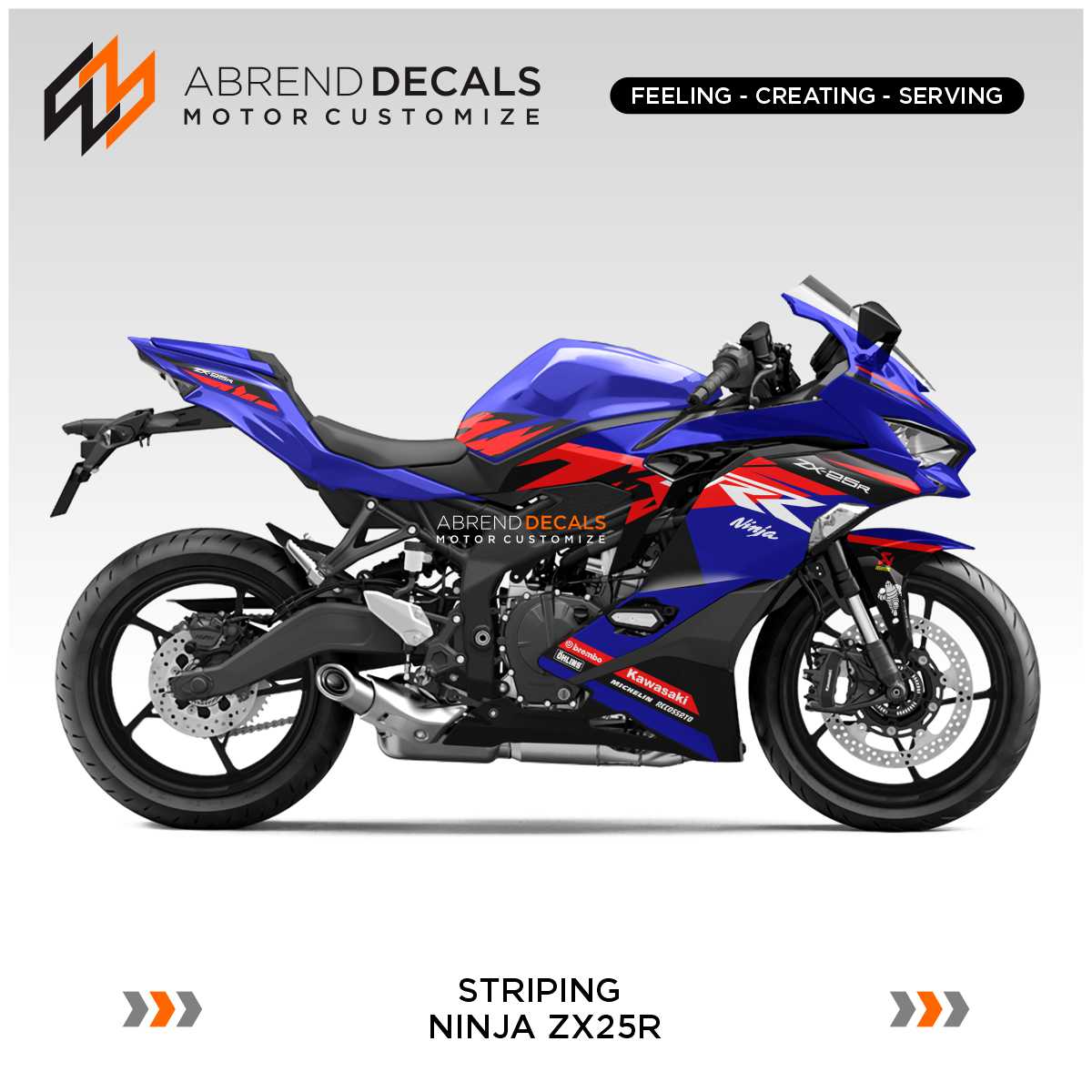 Striping ZX25R Livery Tri Color Fireblade / Stiker Motor Kawasaki Ninja ...