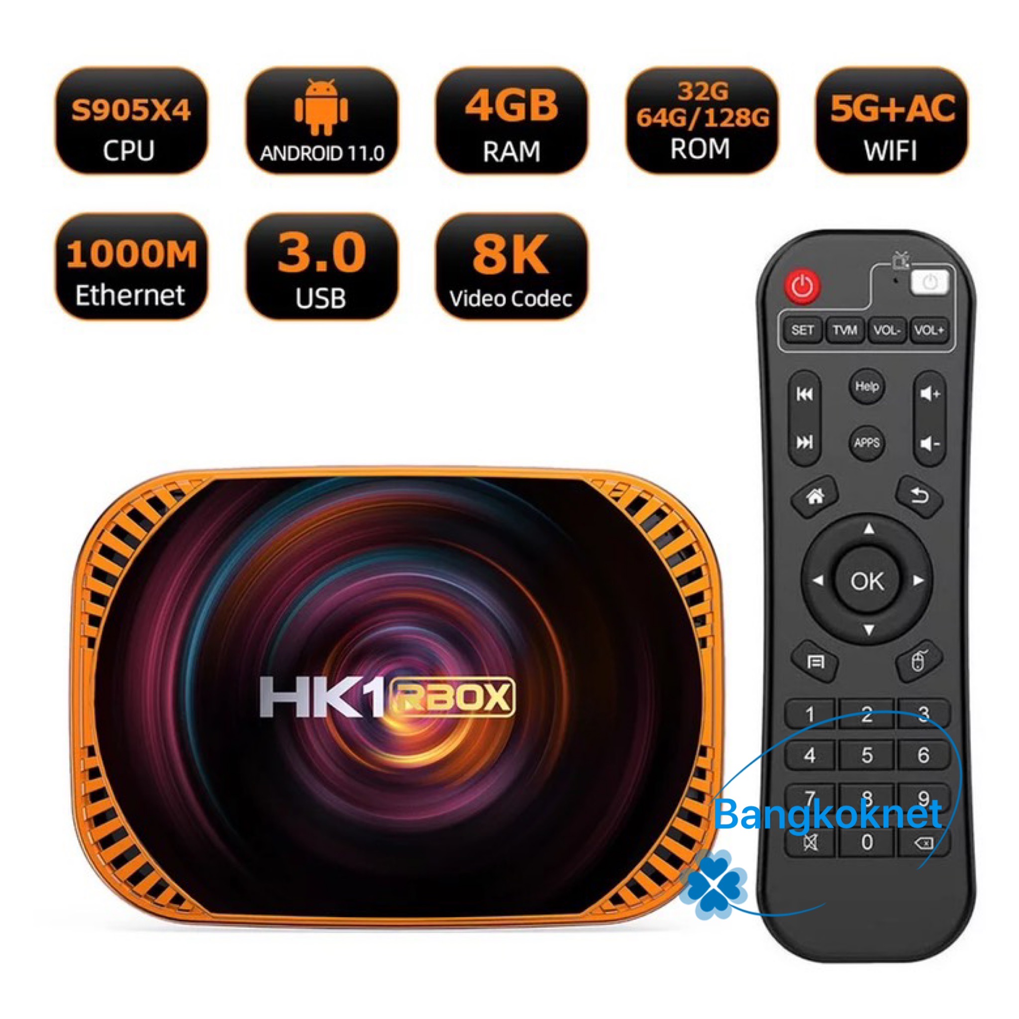รุ่นใหม่สเปคแรงมาก- HK1 RBOX X4 Wifi 2.45G Bluetooth 4.1 CPU Amlogic S905X4 Android 62 รองรับ ...