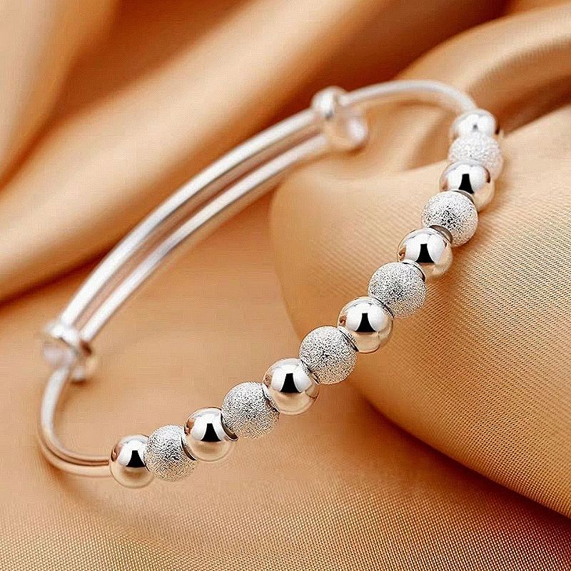 Trendy 925 Sterling Silver Big Bangles Bracelet Cute Charms for Women ...