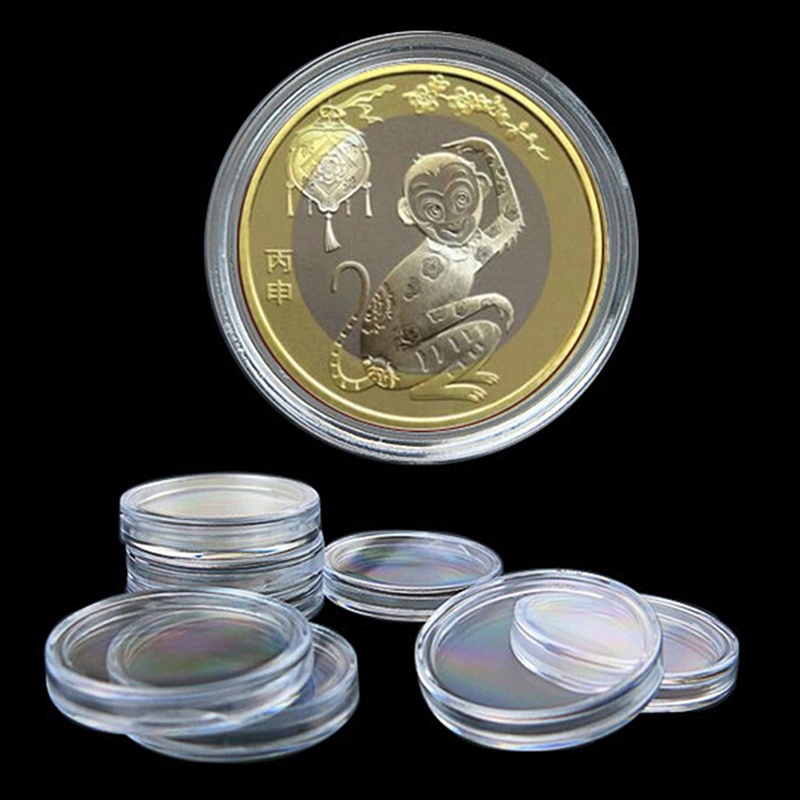 10pcs 35mm Applied Clear Round Cases Coin Storage Capsules Holder Round ...