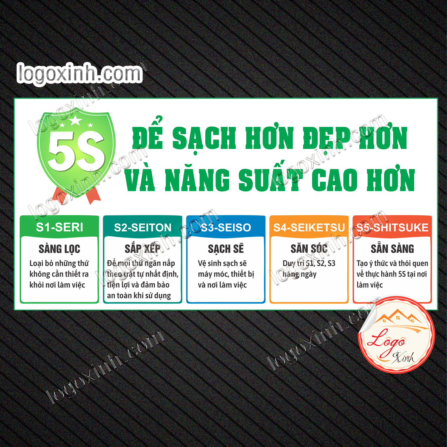Tem Decal Dán Nội Quy 5S, Tiêu Chuẩn 5S Cải Tiến Công Xưởng,Quy Trình ...
