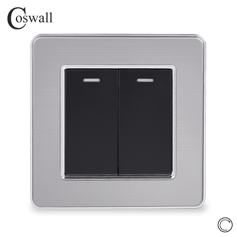 【TrendGlobe】Coswall Stainless Steel Panel 2 Gang 1 Way Reset Switch ...
