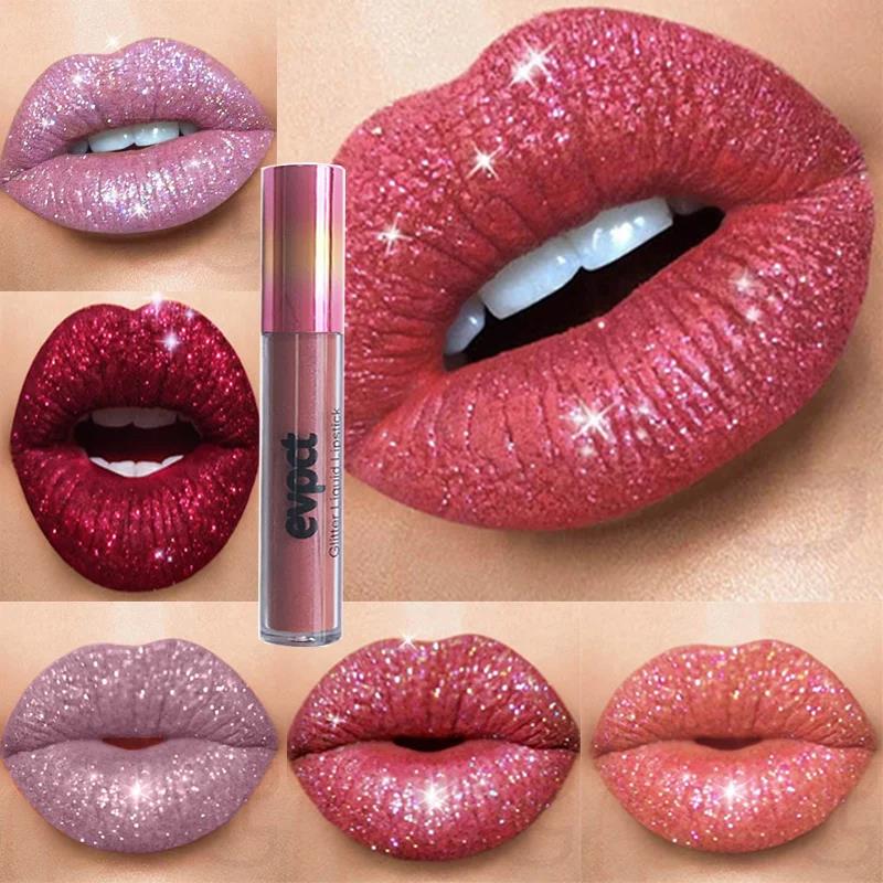 Diamond Glitter Lip Gloss Makeup 15 Colors Matte-changing Waterproof ...