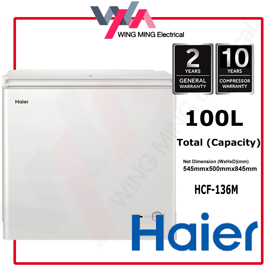 Haier 100L Chest Freezer Refrigerator 1 Door/Peti Beku 1 Pintu (HCF-136M) Peti Sejuk/Fridge/Peti ...