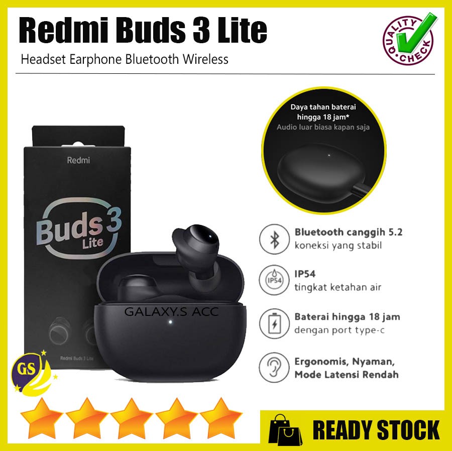 Headset Bluetooth Xiaomi Redmi Buds 3 Lite TWS Wireless Redmi Airdots V ...