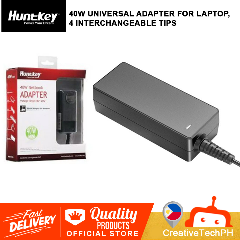 Huntkey 40W universal adapter for laptop, 4 interchangeable tips ...