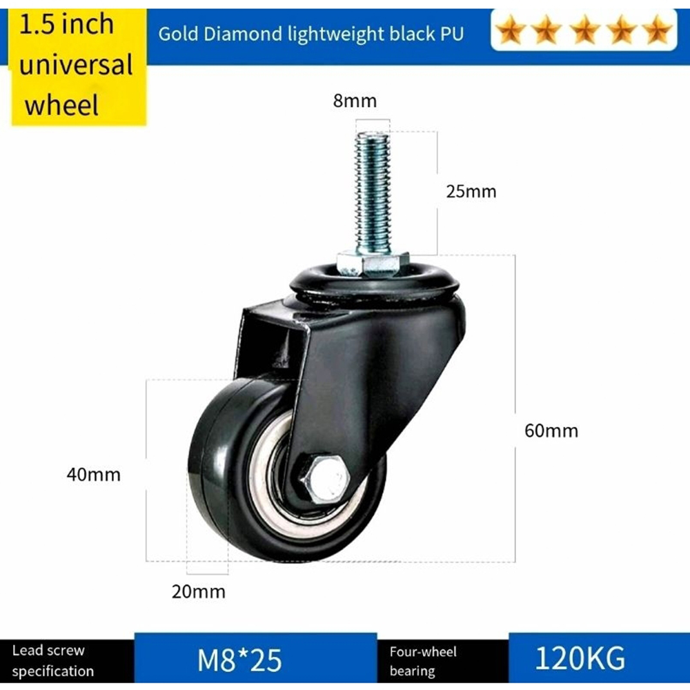 4pcs PU Caster Trolley Wheels Rotating Furniture Caster Replacement (W ...