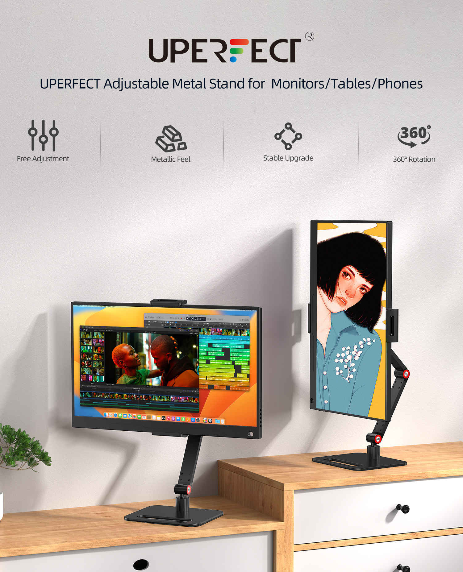 UPERFECT Portable Monitor Desk Holder Tablet Holder Tablet Stand 360 ...