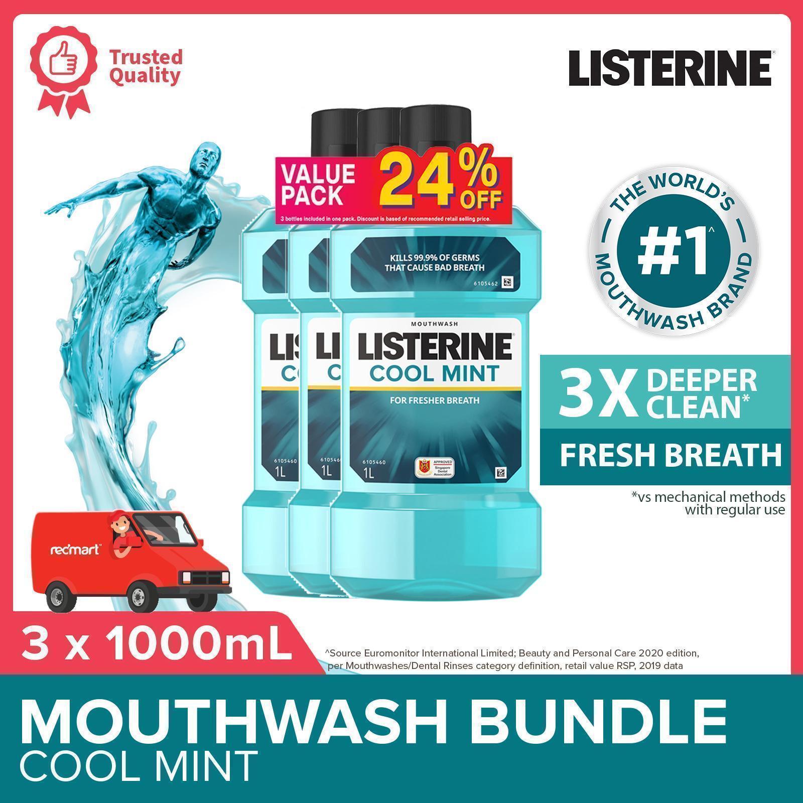 LISTERINE Cool Mint Mouthwash 1L Triple Pack | Lazada Singapore
