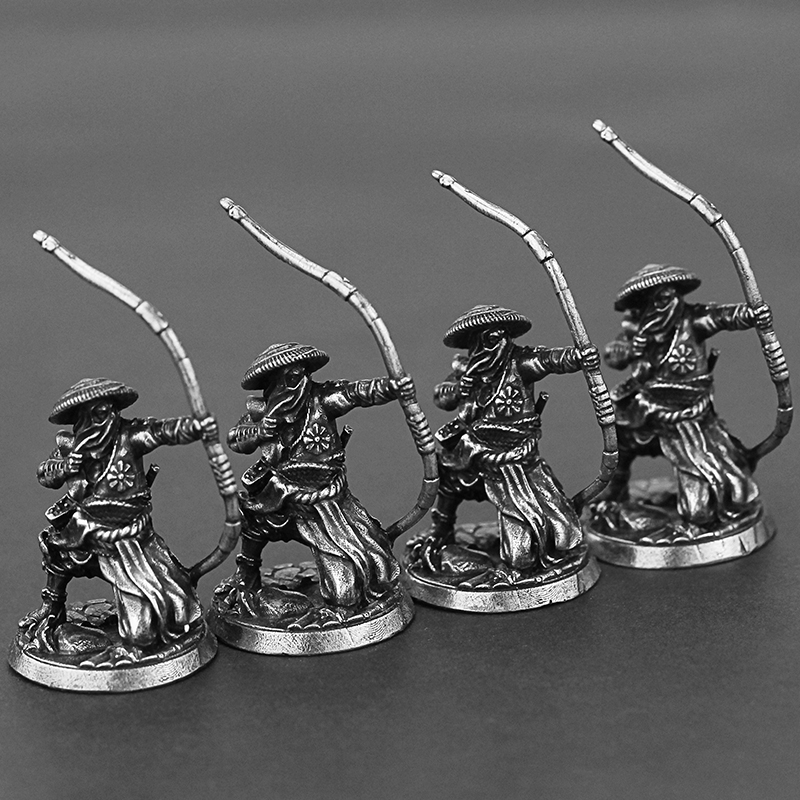White Copper Japanese Shogunate Samurai Figurines Miniatures Vintage ...