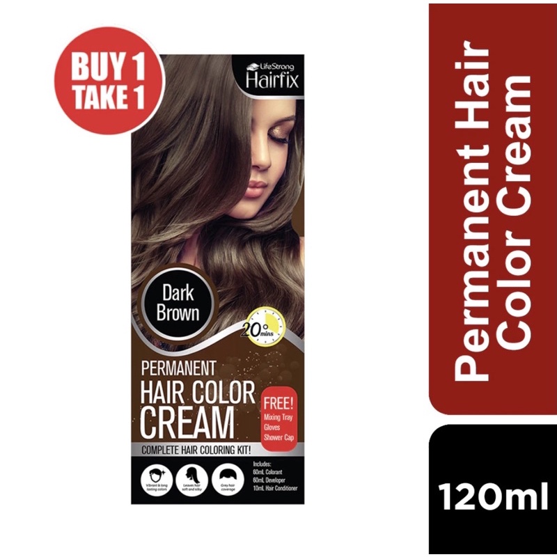 BUY1 TAKE1 Hairfix Permanent Hair Color Cream for Men & Women 120mL ...