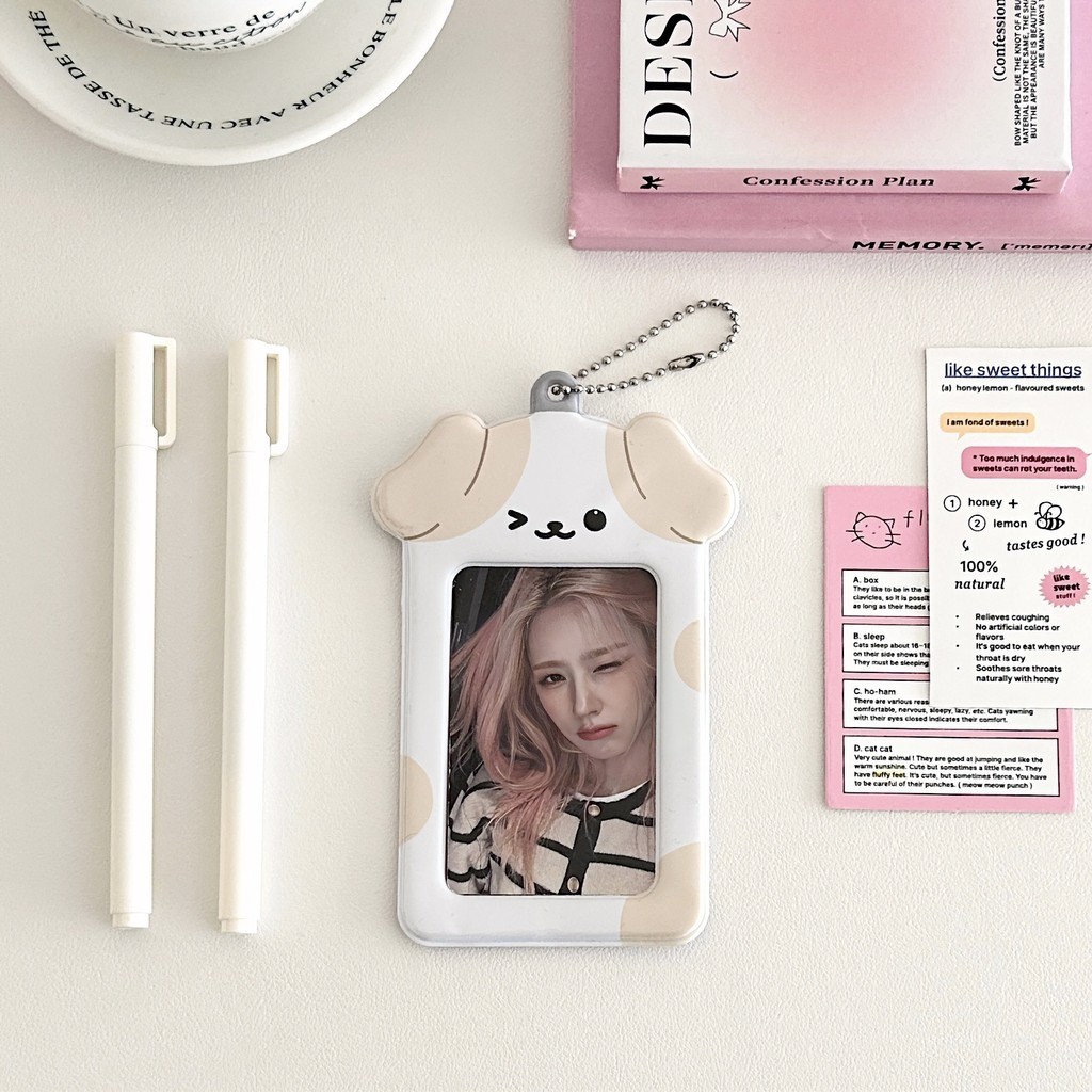 Ins Cute Puppy Shaped 3 Inch Pvc Student Girl Heart Card Holder Idol ...