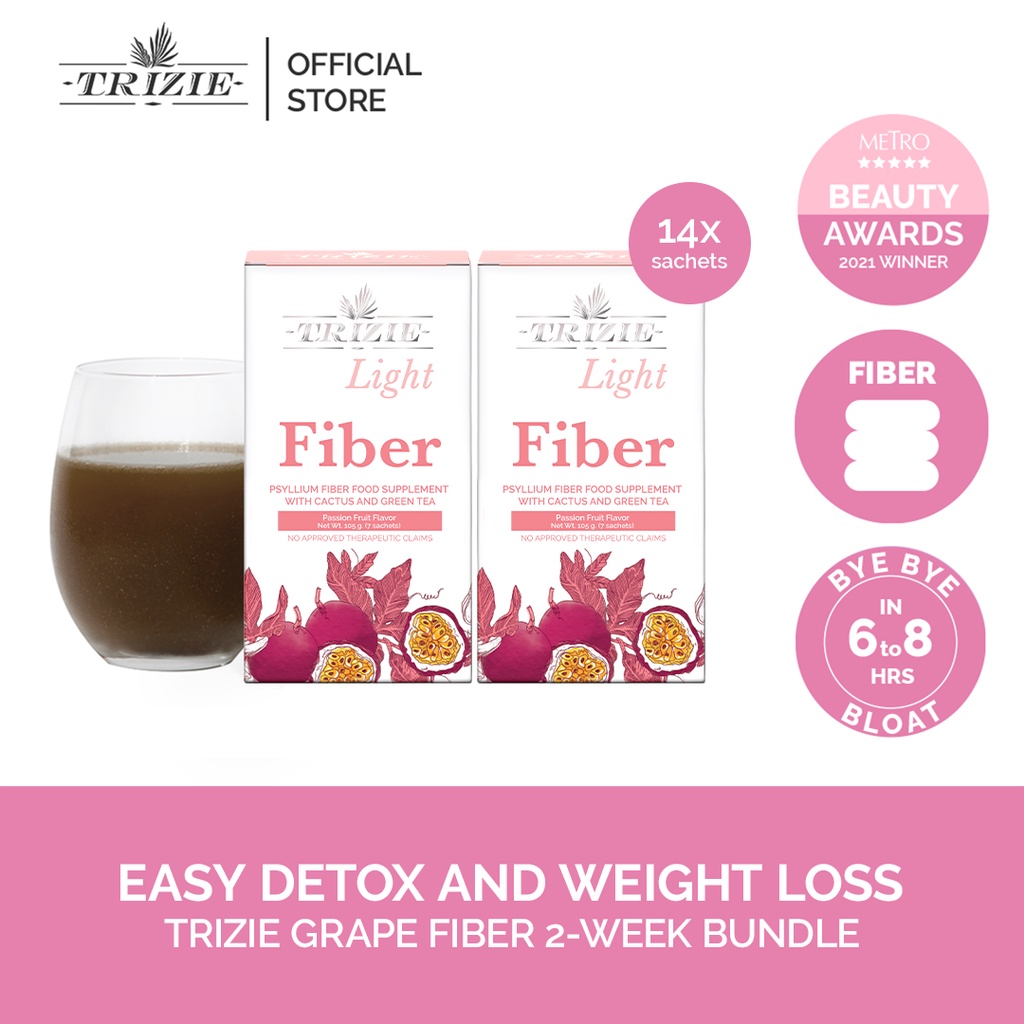 TRIZIE Light Fiber 2 Week [Fiber Drink with Psyllium and Oat Fiber,Spirulina for Weight ...
