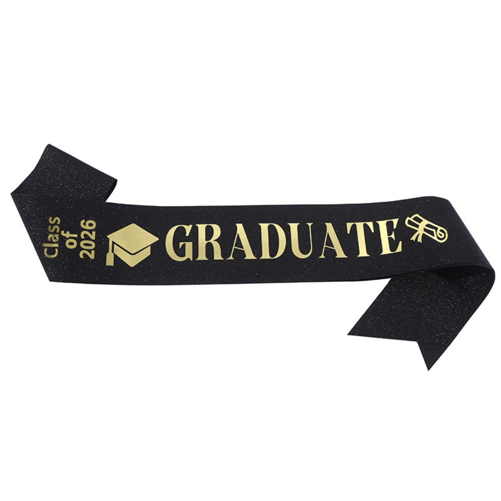 Creative Class of 2026 2026 Graduation Sash Glitter Black White ...