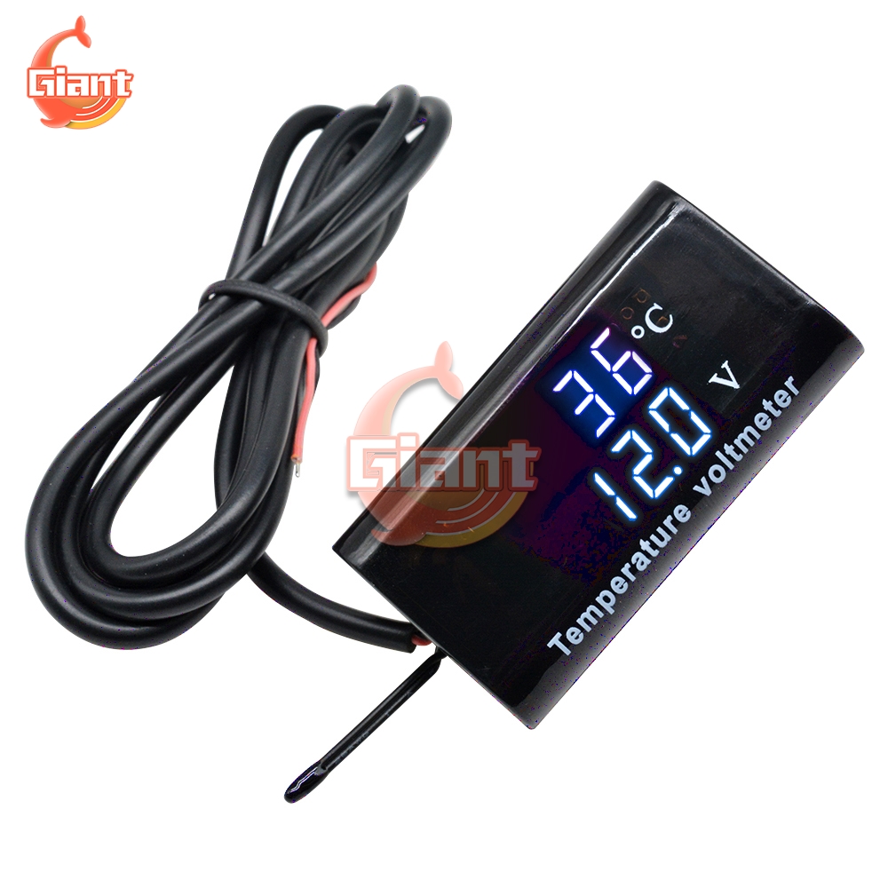 【FurryNest】DC 12V Digital Temperature Voltmeter Meter IPX6 for Boat ...