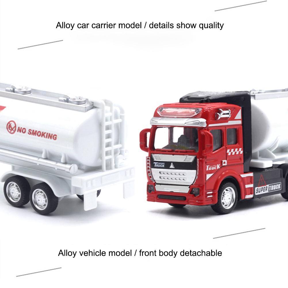 【EcoDealsq】1/48 Alloy Oil Tank Transport Car Pull Back Model Kids Table ...