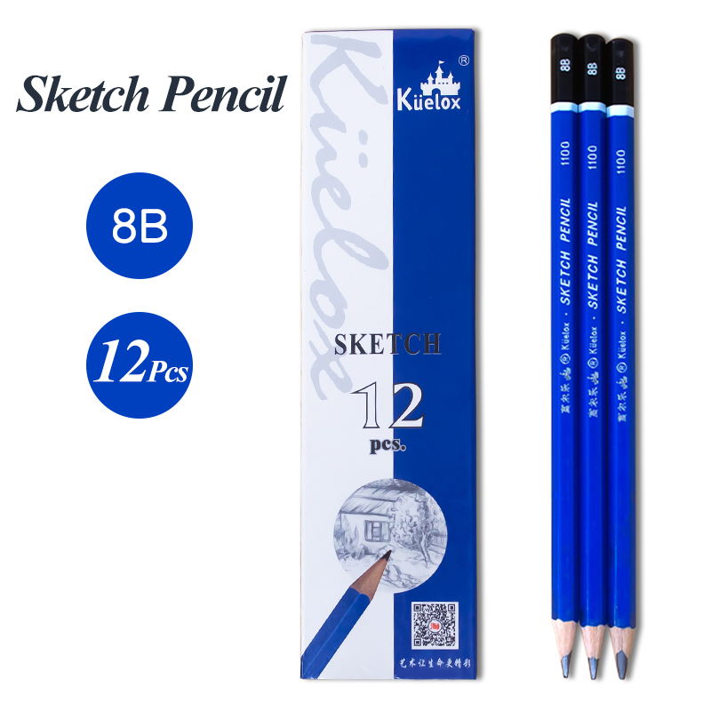Kuelox 1100 Sketch ดินสอ H/2H/HB/B/2B/3B/4B/5B/6B/7B/8B/EE สีดำ/สีฟ้า ...