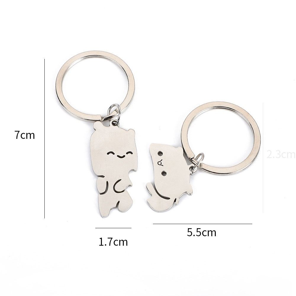 Pair Cute Stainless Steel Cartoon Cat Keychains Bag Pendant Hanging ...