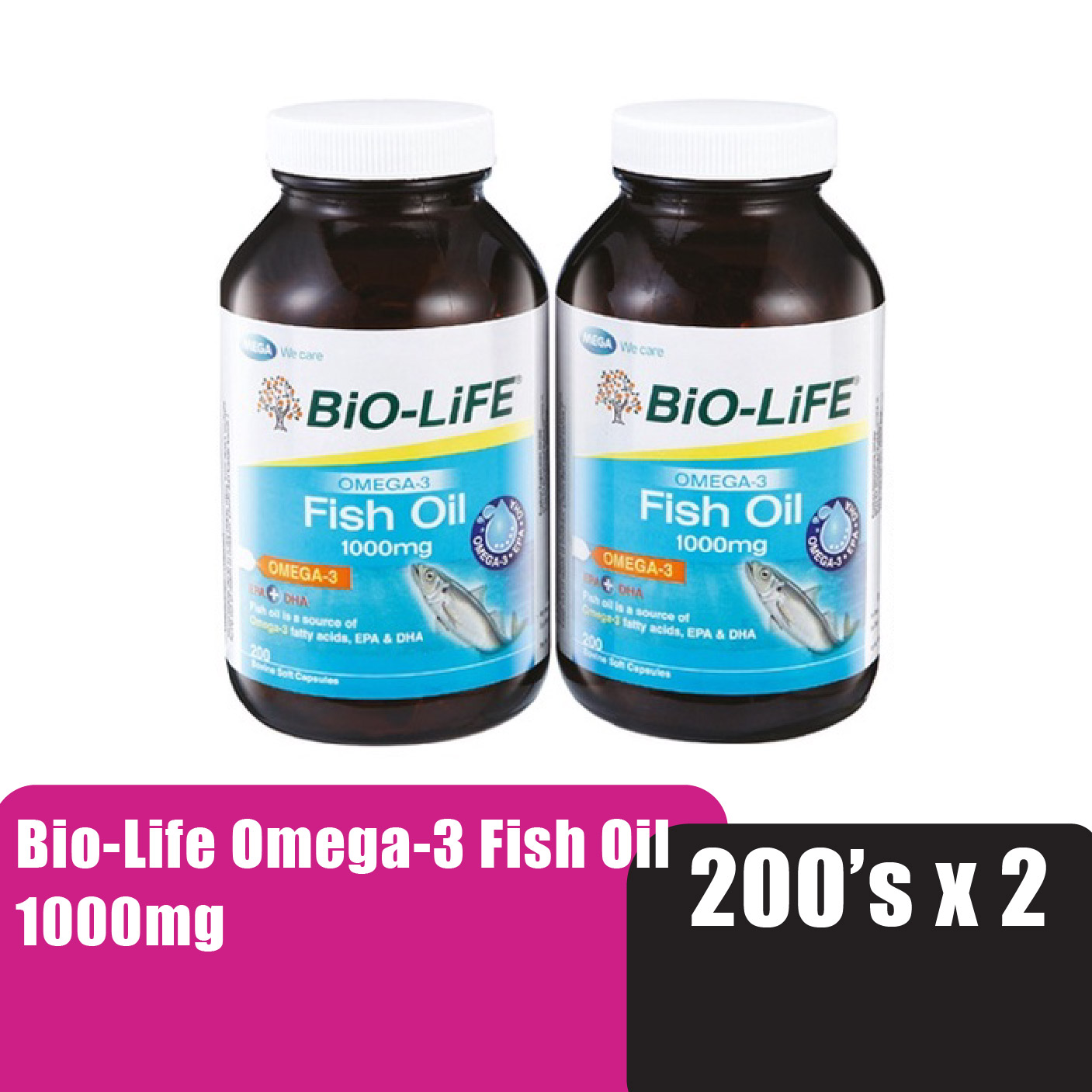 BIO-LIFE OMEGA-3 FISH OIL 1000MG 200'S X 2 | Lazada