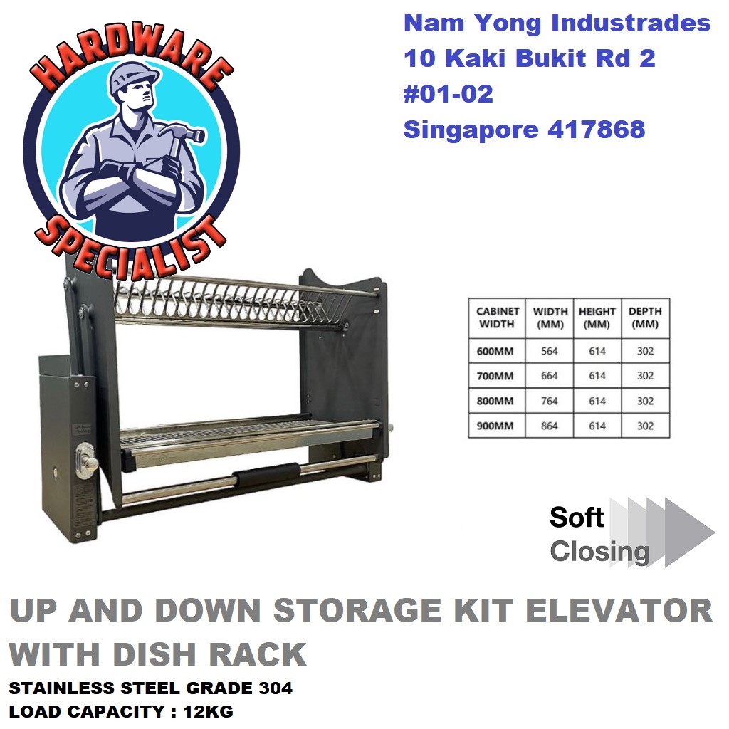 HWS Stainless Steel 304 Up and Down Storage Kit Elevator With Dish Rack ...