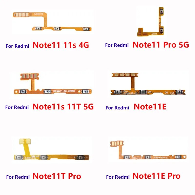 For Xiaomi Redmi Note 11 11S 11T 11E 4G 5G Pro Power Volume Button Flex ...