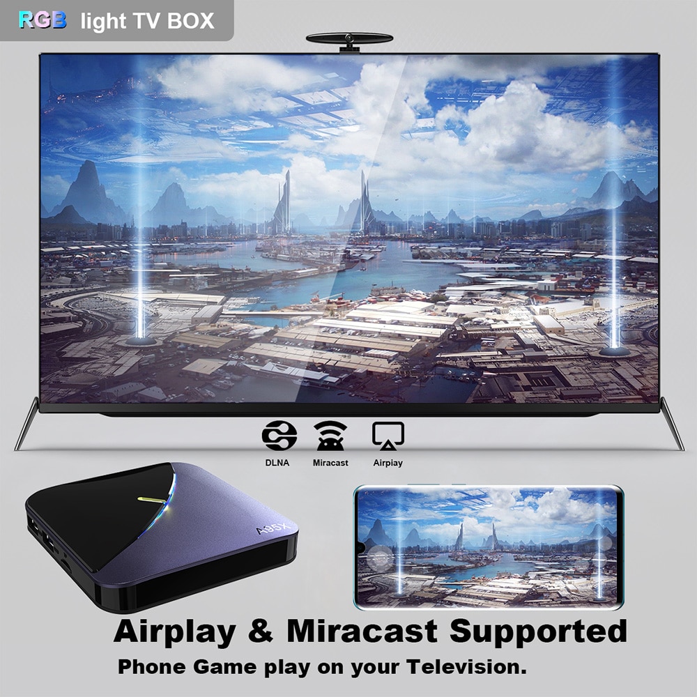 A95X F3 Air II RGB Smart TV Box 11 Amlogic S905W2 4GB 64GB Support Dual ...