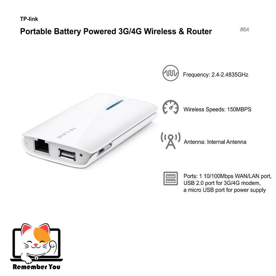TL-MR3040 Portable Battery Powered 3G/4G Wireless N Router | Lazada
