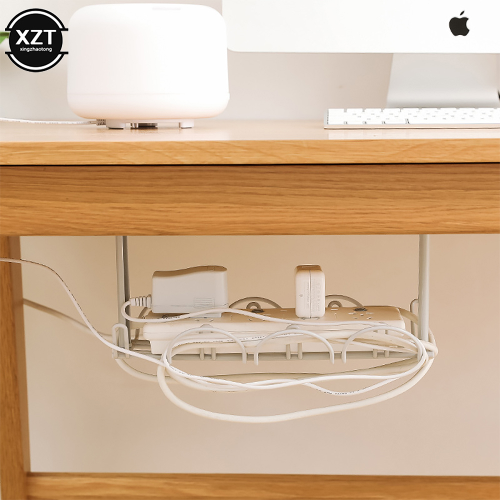 【LuxeGlow】New Under Table Storage Rack Bottom Shelf Cable Rack Outlet ...