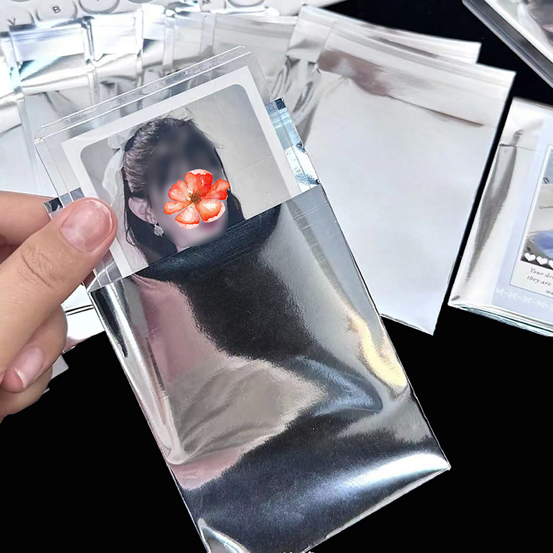 50pcs Silver Photocard Sleeves Self-adhesive Card Cover Idol Photo ...