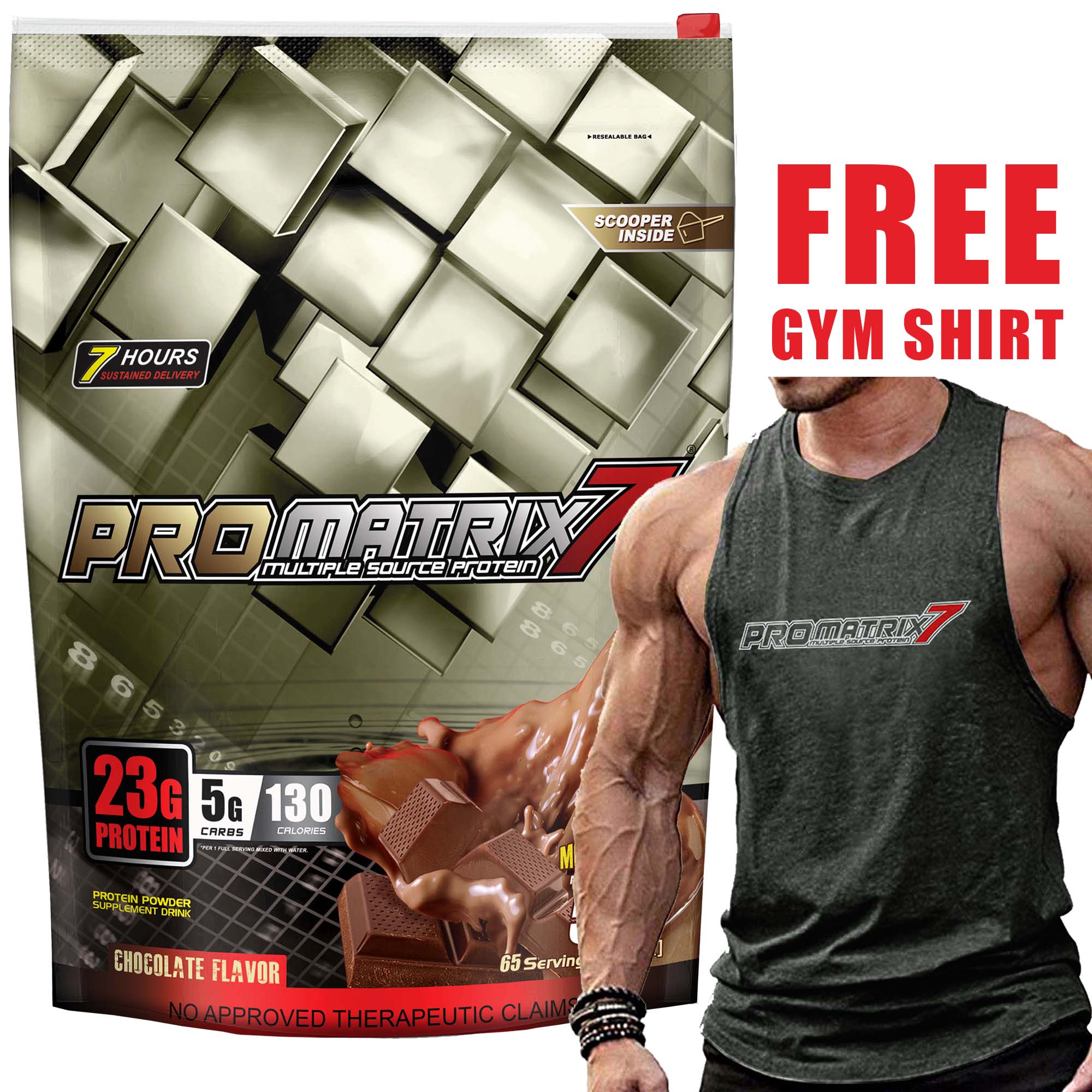 5lbs!!! Promatrix 7 Chocolate Whey Protein with Dri-Fit Gray Gym Shirt ...