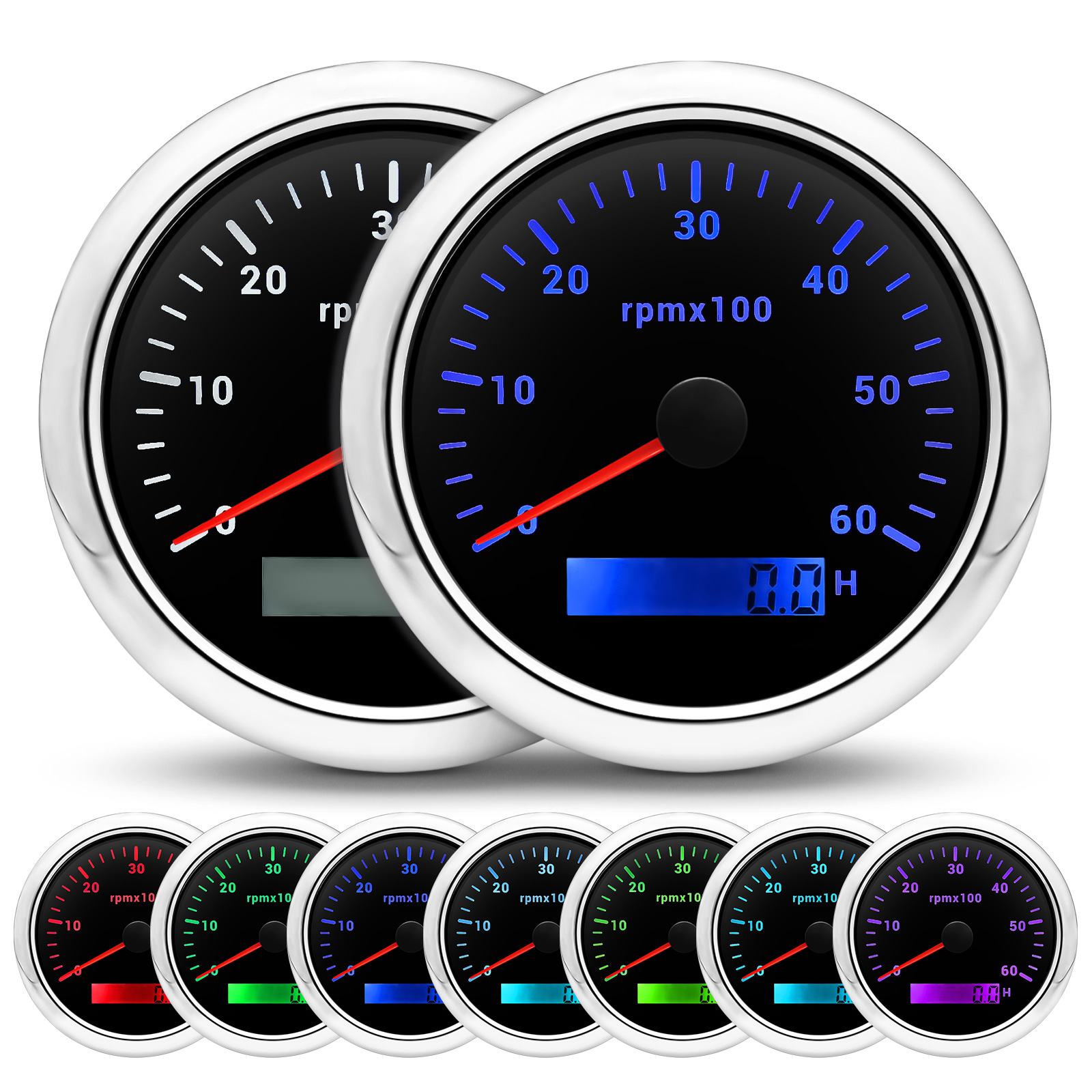 0-6000RPM Tachometer Car Gauge Motorcycle Digital Taco Meter Waterproof ...