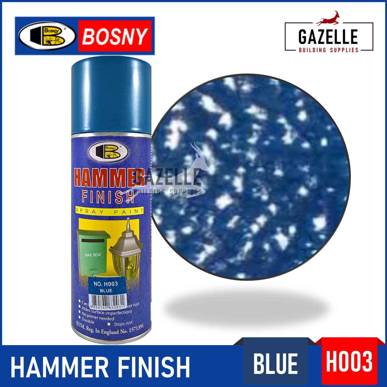 Bosny Hammer Finish Spray Paint Hammered Texture Stops Rust H001 / H002 ...