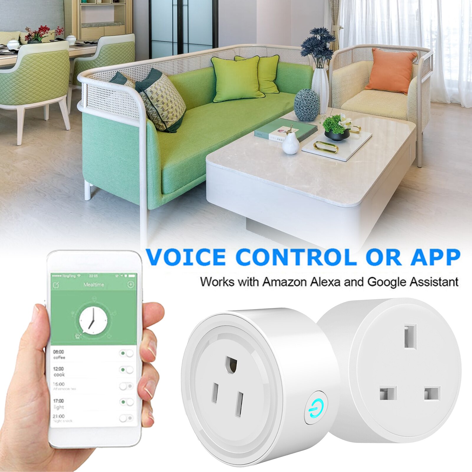 UK/US Plug TUYA SmartLife APP Smart Socket Wireless WIFI Remote Control ...